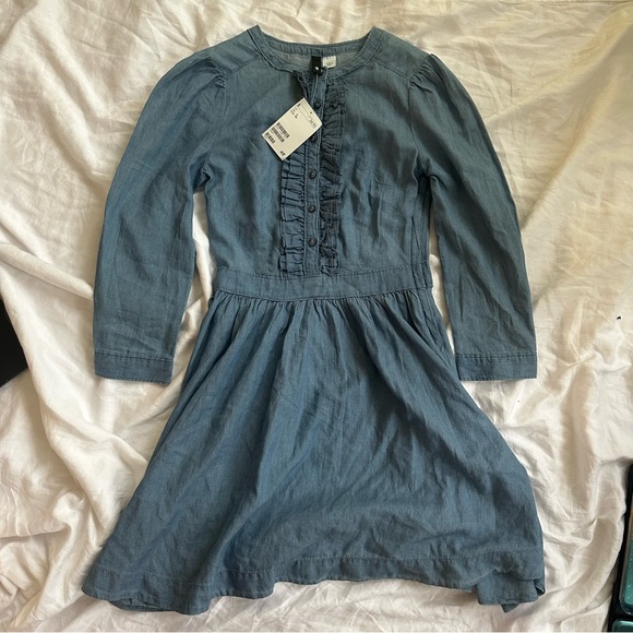 H&M | Dresses | Hm Blue Casual Sundress With Bishop Sleeves And Crew ...